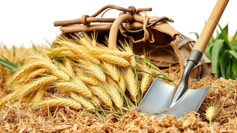 Rustic Farm Tools for Wheat and Corn Cultivation a Traditional Harvest ...