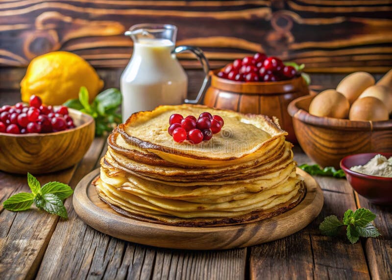 A Majestic Stack of Russian Blini Celebrating Maslenitsa with ...