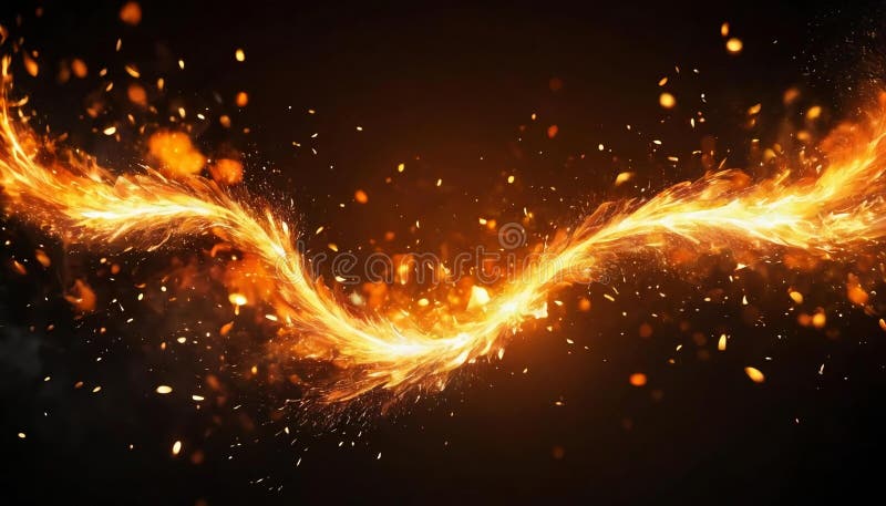 Dynamic Fire Flow Against a Dark Background Stock Illustration ...