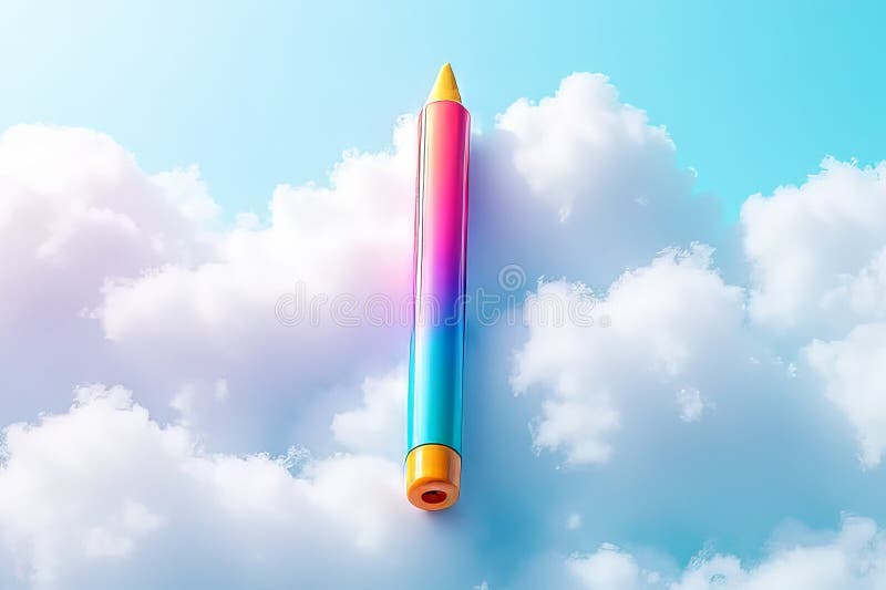 A Whimsical Crayon Drawing Against a Pastel Sky Inspiring Creativity ...