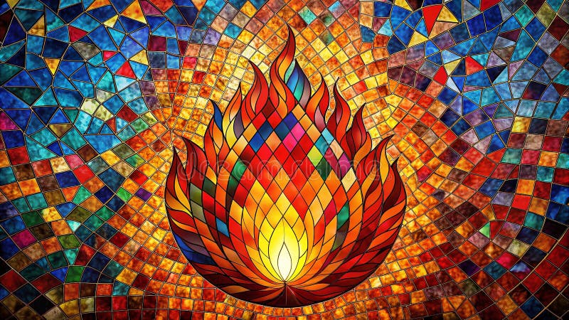 Stunning Mosaic Fire Explosion in Stained Glass a Minimalist ...