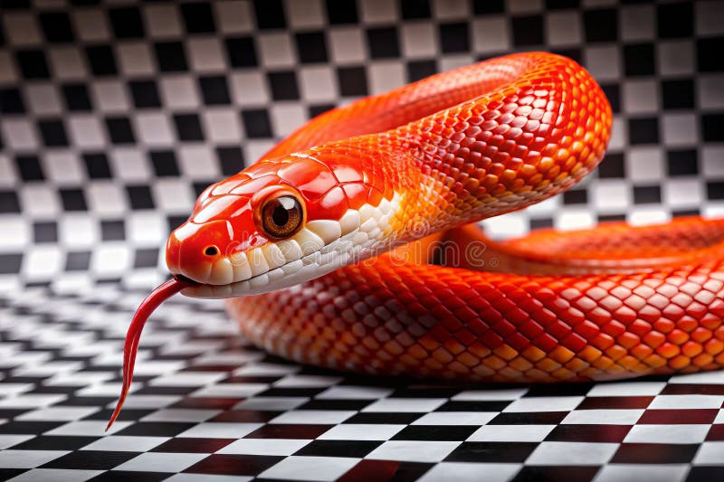 Enthralling Red Snake on Checkered Pattern: a Study in Movement and ...