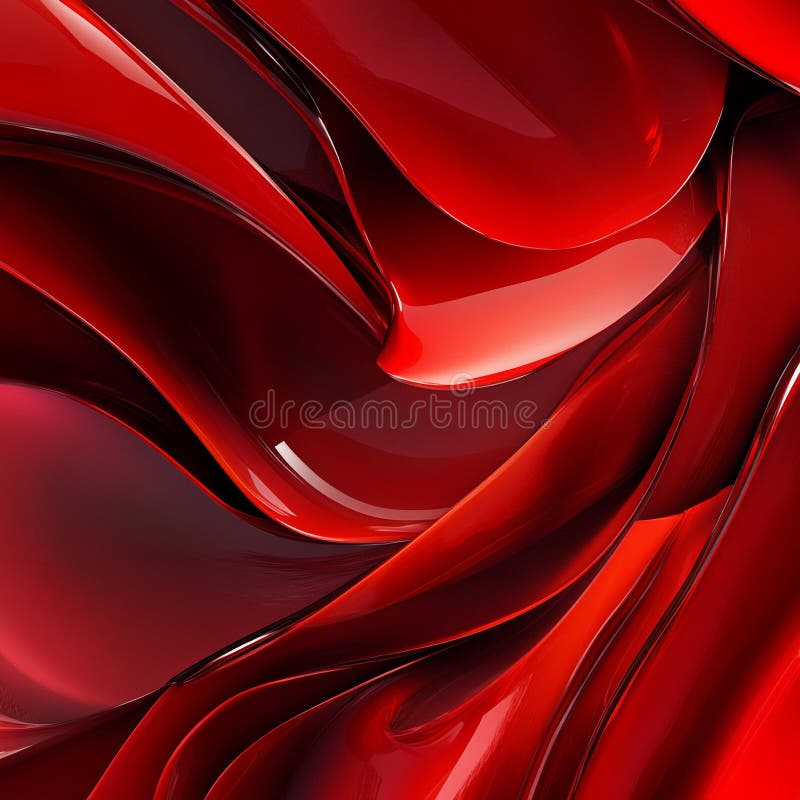Abstract Red Swirling Liquid Design Dynamic Fluid Curves Glossy ...