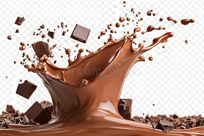 Delicious Chocolate Splash with Broken Pieces Stock Illustration ...