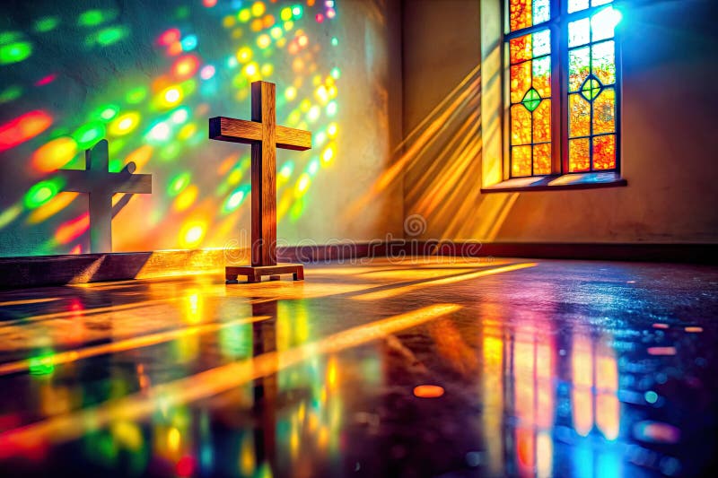 Divine Light Envelops a Church Wall a Symbol of Faith Hope and Peace in ...