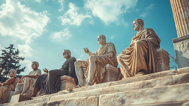 Impressive Statues of Philosophers in a Row. the Sculptures Depict ...