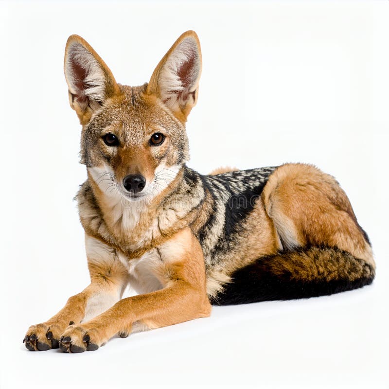 Resting Jackal Displaying Its Unique Fur Pattern in a Studio Shot on ...