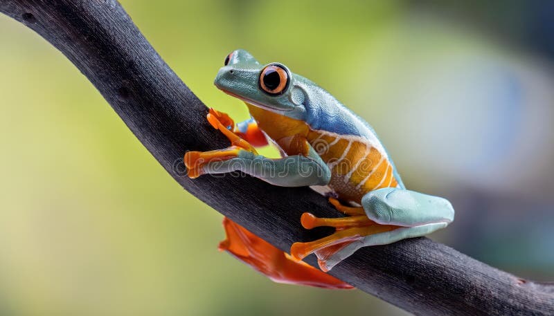 Javan Tree Frog Soaring through Tropical Rainforest Canopy, Majestic ...