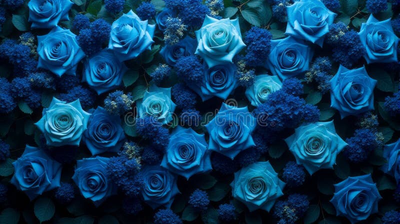 Sapphire Roses: Blue Floral Arrangement with Lush Textures (Generated ...