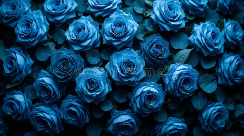 Sapphire Roses: Blue Floral Arrangement with Lush Textures (Generated ...