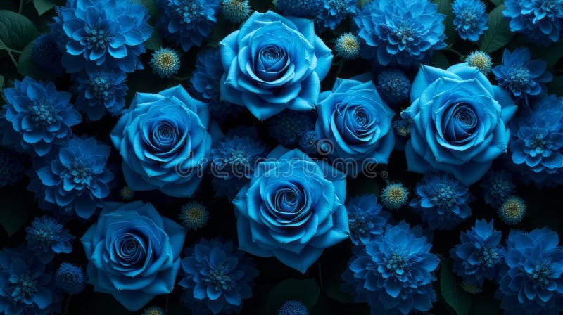 Sapphire Roses: Blue Floral Arrangement with Lush Textures (Generated ...