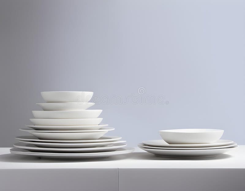 A Captivating Image Showcasing a Pristine Stack of White Plates ...