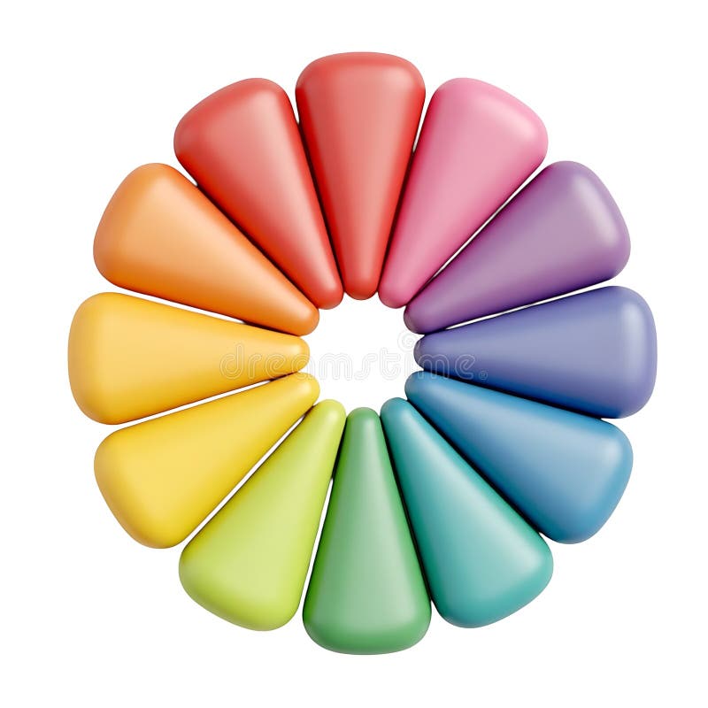 Vibrant Rainbow Color Wheel on White Background with Smooth 3D Shapes ...