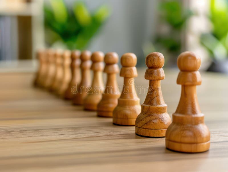 A Row of White Chess Pawns Representing Organization, Leadership, and ...