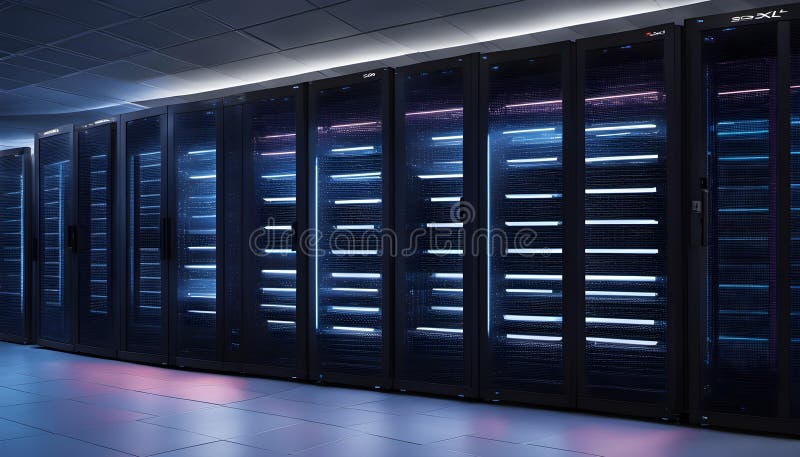 A Captivating Image Showcasing a Sleek, Modern Server Rack Bathed in ...