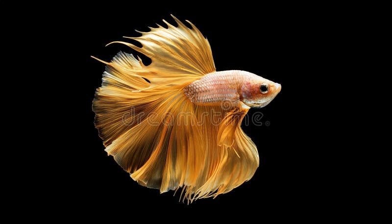 Vibrant Motion of the Regal Gold Siamese Fighting Fish Against a ...