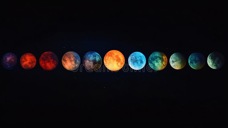 Celestial Moon Phases a Vibrant Sequence of Lunar Cycles in Space AI ...