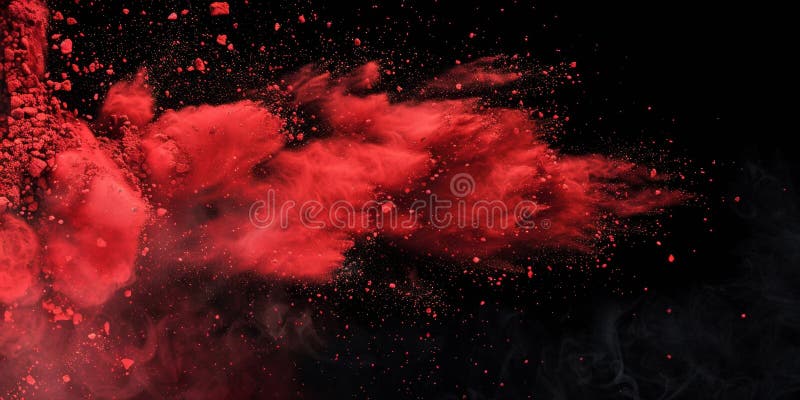Explosive Red Powder Burst Against Black Background Stock Illustration ...