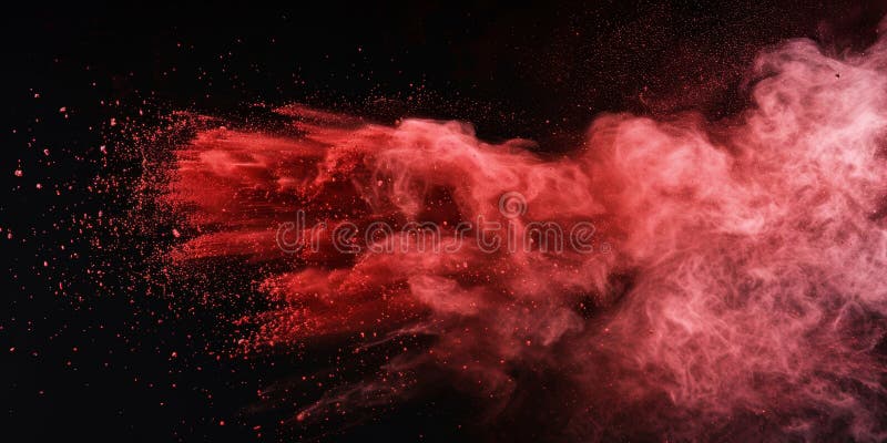 Explosive Red Powder Burst Against Black Background Stock Illustration ...