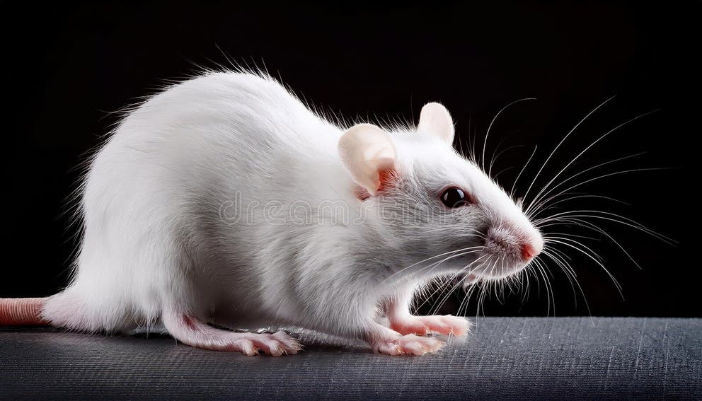 Elegant White Mouse Exploring a Minimalist Studio Backdrop, Capturing ...