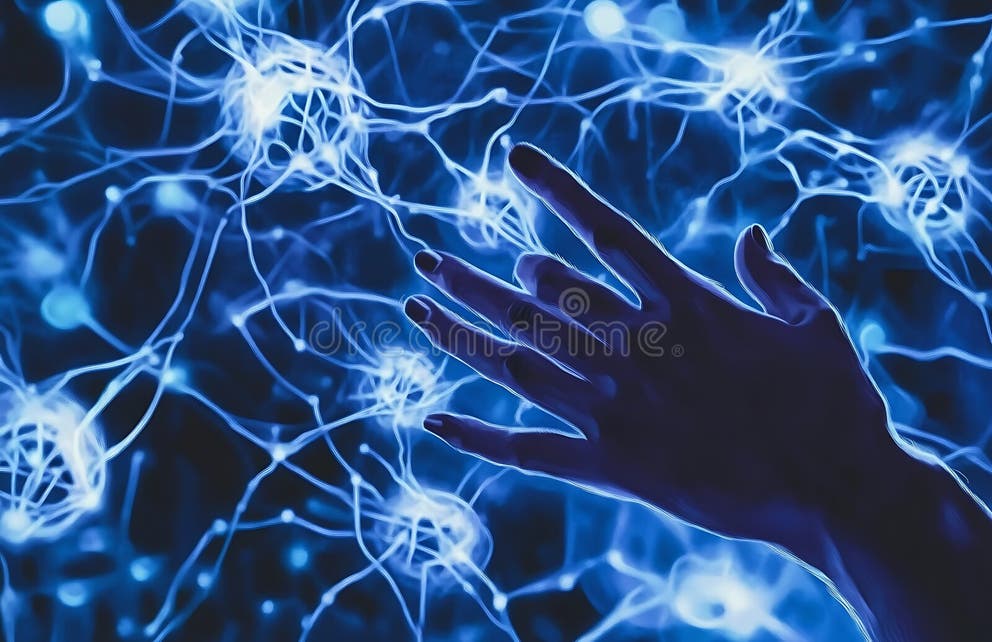 Human Hand Interacting with Neural Network Artificial Intelligence Ai ...