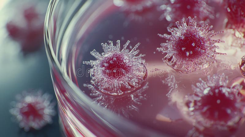 Red Microbial Structures in Petri Dish - Abstract View Stock ...
