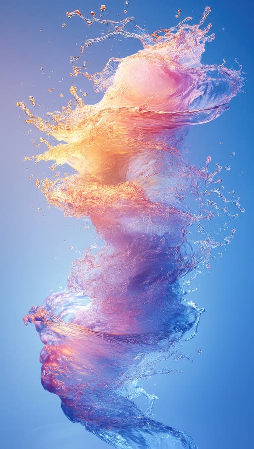 Dynamic Water Tornado with Colorful Splashes in Vibrant Hues of Blue ...