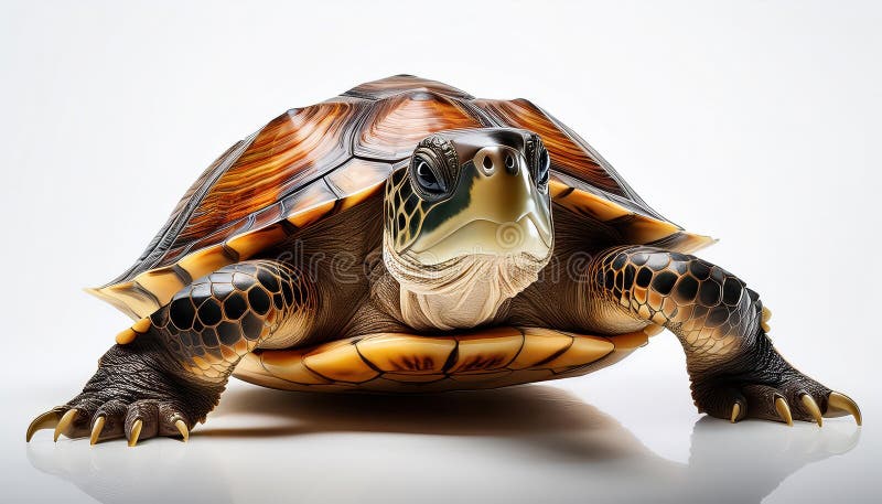 Tranquil Turtle Basking on a White Canvas, Amidst a Soft Sunset Glow ...