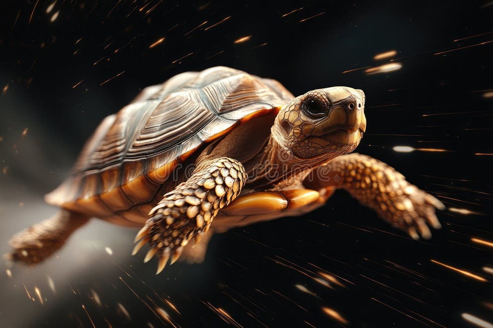 Fast Moving Turtle with Rocket Propulsion Effect Stock Illustration ...
