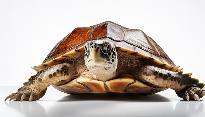 Playful Turtle in Reverse on a Pristine White Background, Caught ...