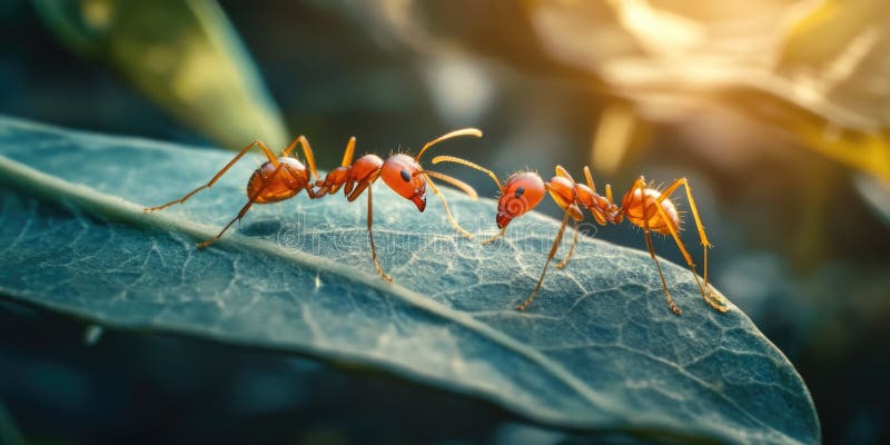 Ants on a Leaf: a Close-Up Photograph Stock Photo - Image of ...