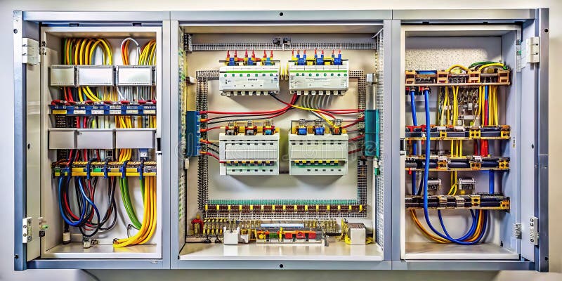 Inside a Professional Electrical Cabinet a Sharp Bright Display of ...