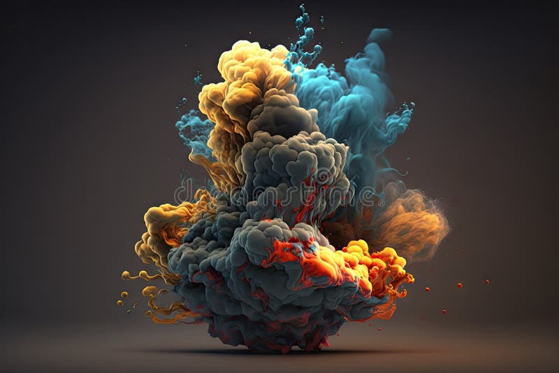 Explosion of Colored Smoke on a Dark Background Stock Illustration ...