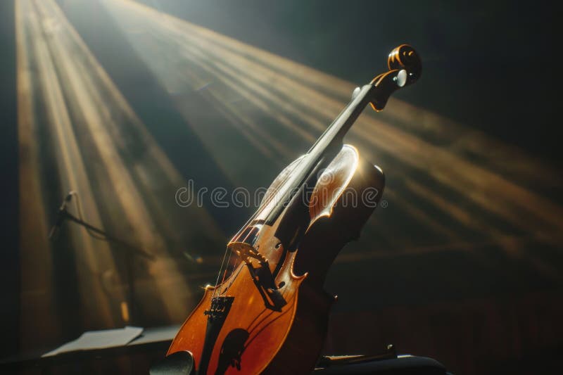 Violin Performance in Spotlight Stock Illustration - Illustration of ...