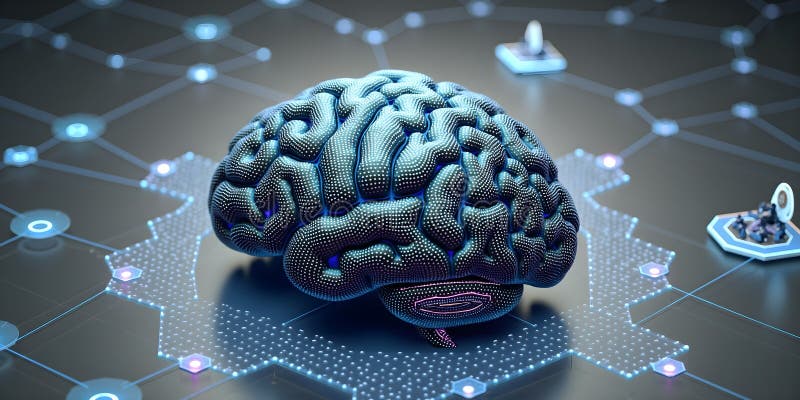 AI Mind: a Futuristic Journey through Neural Nets Stock Illustration ...
