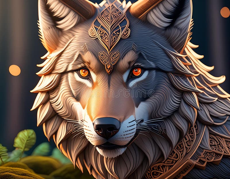 A Wolf with Armor and Mountains in the Background Stock Illustration ...