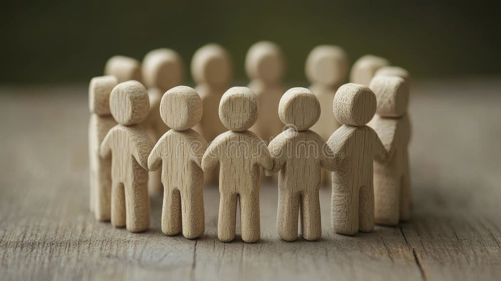 Captivating Image of Wooden Figurines a Symbol of Unity, Collaboration ...