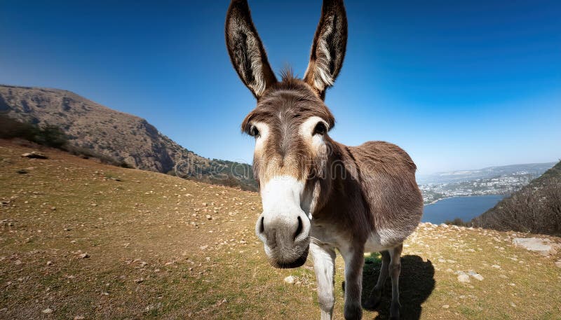 Mature Donkey in Open Field a Glimpse of Rustic Charm and Gentle ...