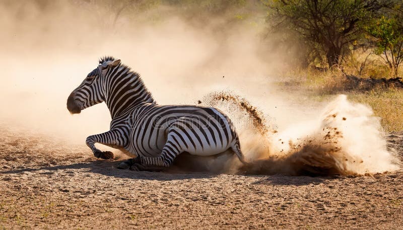 Zebra Rolling in Dust Vibrant Wildlife Moment Captured Amidst the ...