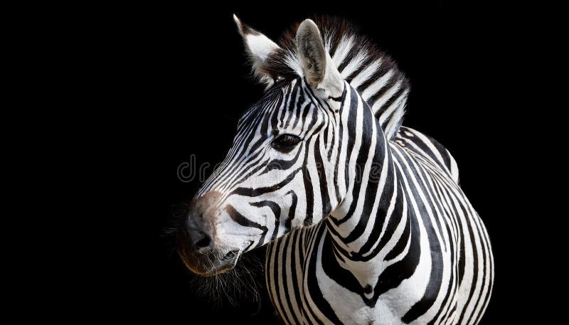 Striking Black and White Zebra Against a Minimalistic Dark Backdrop ...