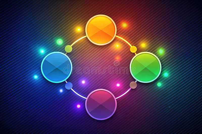 A Vibrant 4Step Interwoven Circle Diagram LowLight Infographic for ...