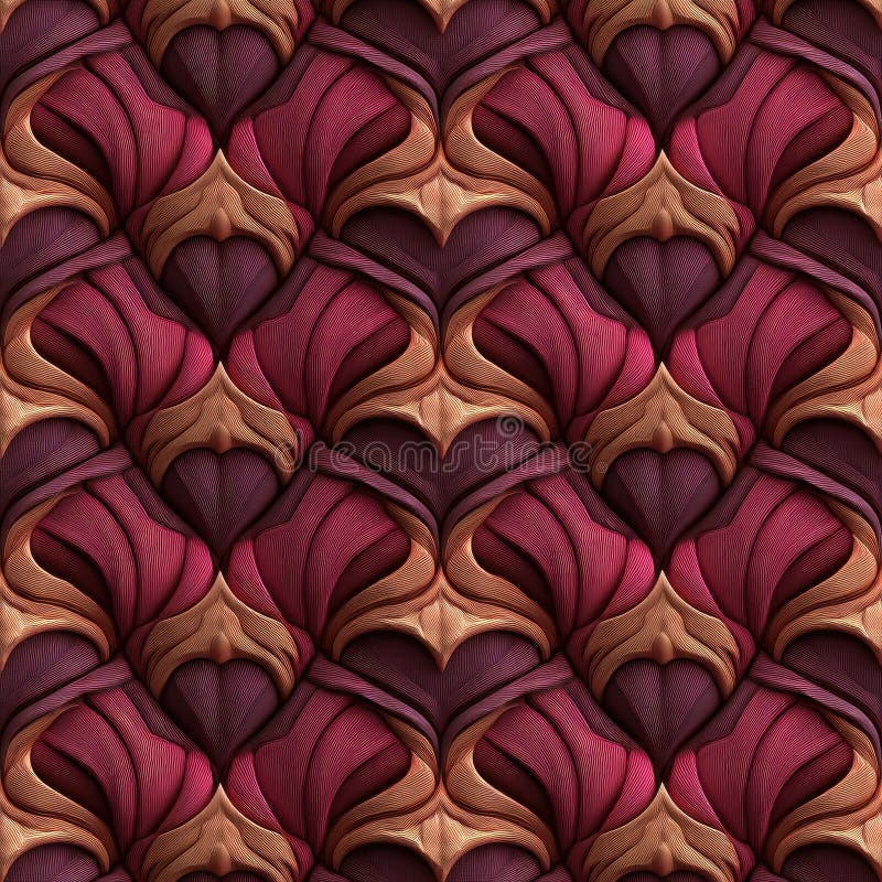 Burgundy and Gold Intricate 3D Textile Pattern: a Luxurious Art Deco Design Stock Image - Image ...