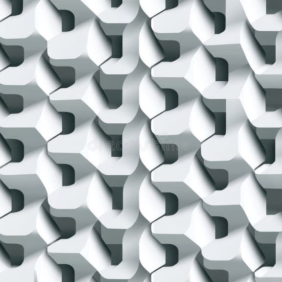 Abstract White Geometric Pattern: Interlocking 3D Shapes in Modern ...