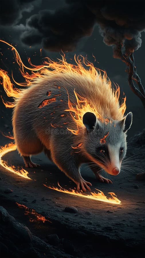 A Captivating and Intricate 3D Render of a Mythical Possum-fire Hybrid ...