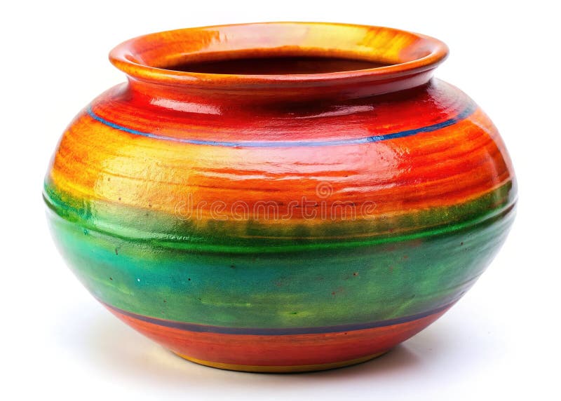 Vibrant Handmade Clay Pot a Stunning Isolated Decorative Piece for Home ...
