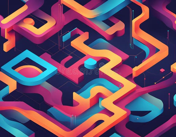 A Captivating Isometric Block Composition, Showcasing a Structured and ...