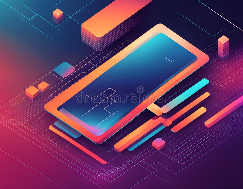 A Captivating Isometric Composition Showcasing a Dynamic, Structured Data Visualization UI with ...