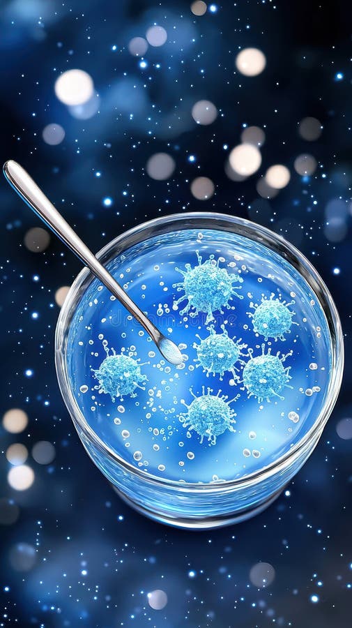 Laboratory Experiment with Blue Solution and Virus Particles in Glass ...