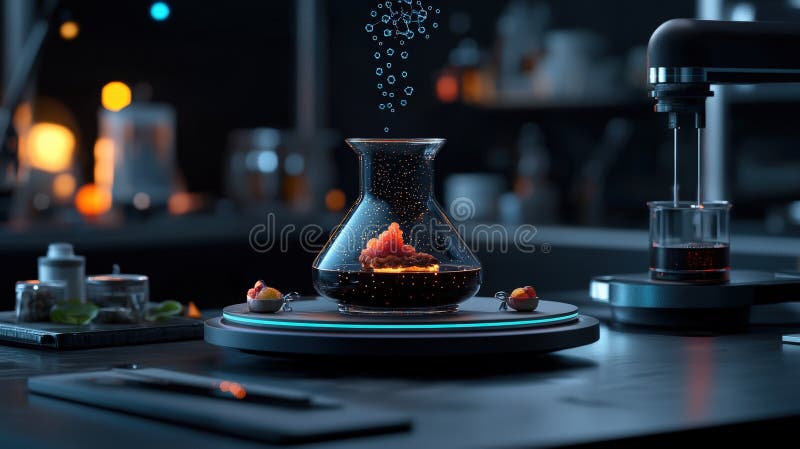 A Captivating Laboratory Scene Featuring a Colorful Flask with Bubbling ...