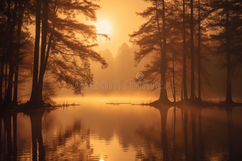 A Captivating Landscape Featuring a Dense Forest on the Opposite Shore ...